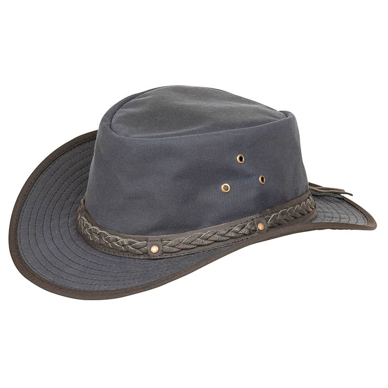 Wholesale aussie hats-AK75S-Olive oil skin wax hat with leather braided ...