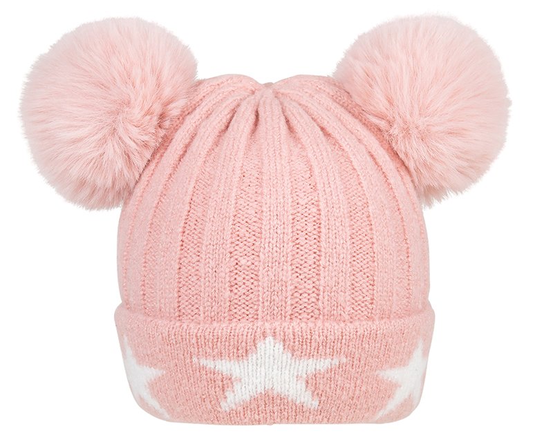 WHOLESALE GIRLS BOBBLE HAT - C692- GIRLS DOUBLE POM POM WITH PRINTED ...