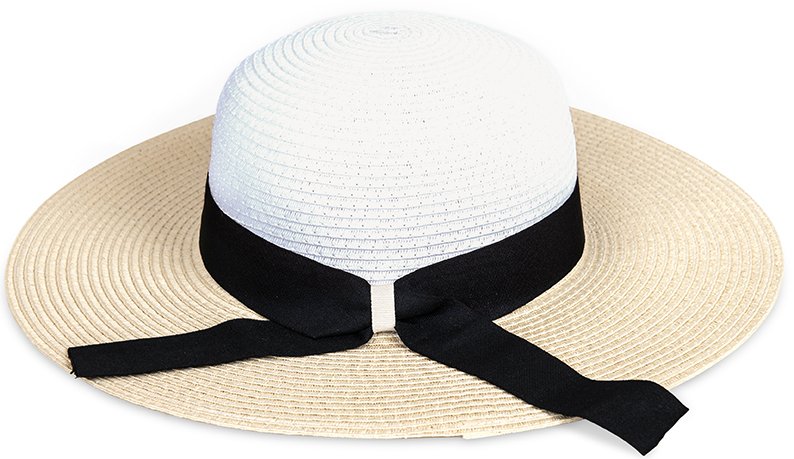 S459- LADIES WIDE BRIM STRAW HAT WITH RIBBON BAND - SSP Hats